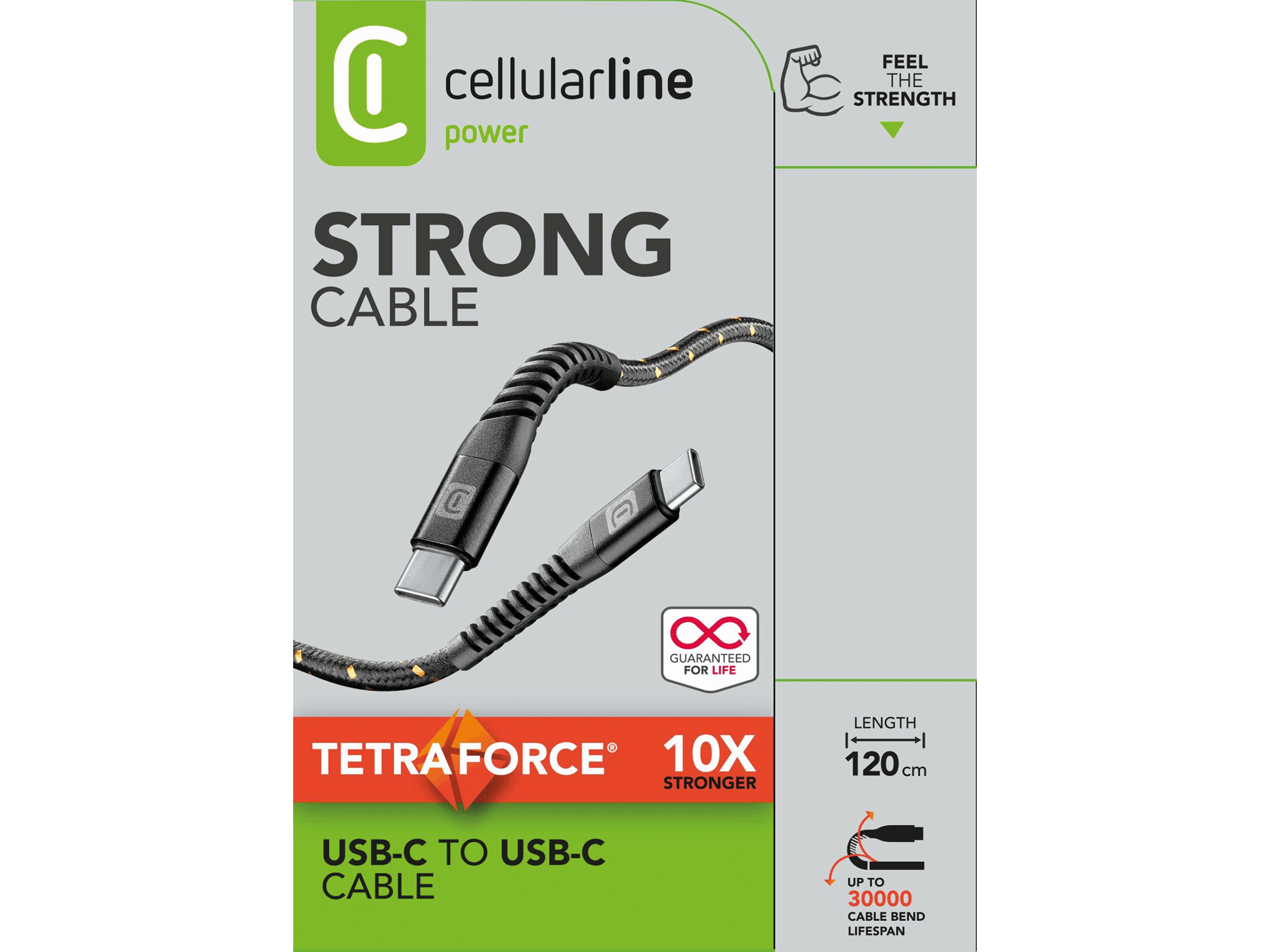 Cellularline Tetra Force Cable 120cm USB-C to USB-C - Bullfighter